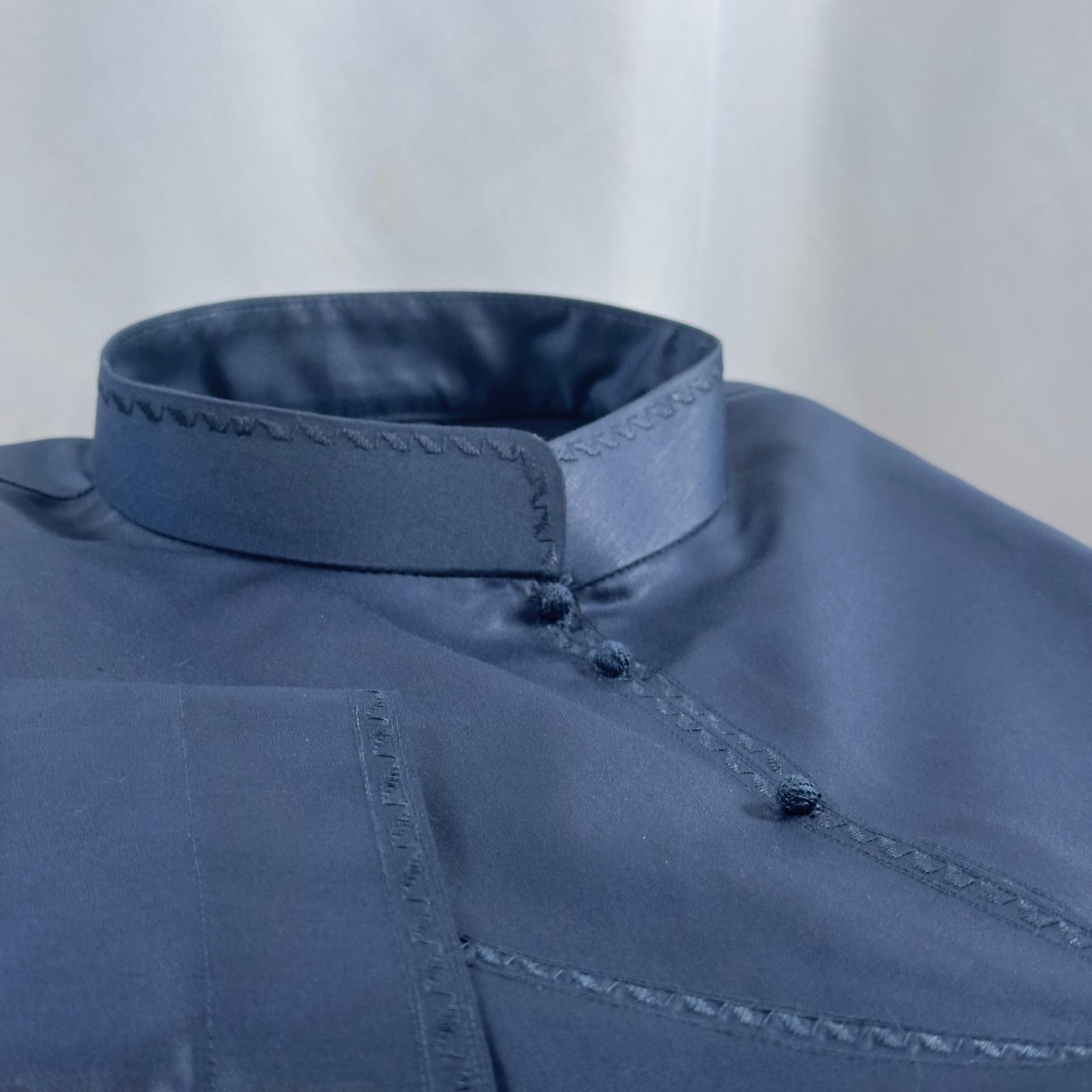 Navy Blue Thobe | Mens Navy Blue Bahraini Thobe – Al-Haq Thobes